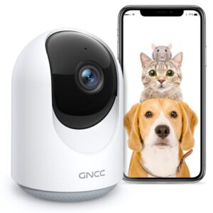 gncc pet camera, indoor camera for baby/pet/security with night vision, dog camera, 2-way audio, 2.4g wifi, 360° ptz remote control(manual up and down), smart detection, sd&cloud storage, p1