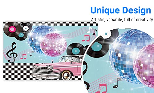 Funnytree 50s Retro Rock N Roll Diner Party Backdrop Car Sock Hop Dance Cosplay Prom Photography Background Classic 1950s Baby Birthday Wedding Banner Cake Table Decoration Photo Booth