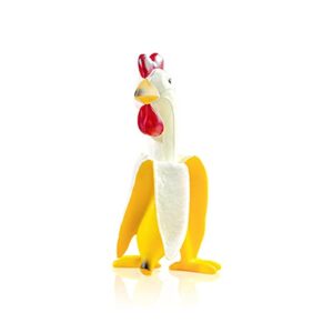 banana chicken statue, art hen garden sculpture, funny animal creative decor resin rooster figurines for garden patio lawns yards office indoor, outdoor, home decor-2.75″