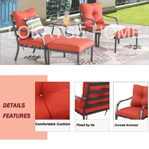 LOKATSE HOME 2 Piece Patio Dining Chairs Cushioned Furniture for Lawn Garden Balcony Poolside, Red