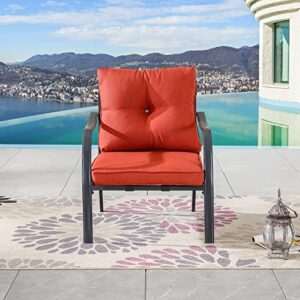 LOKATSE HOME 2 Piece Patio Dining Chairs Cushioned Furniture for Lawn Garden Balcony Poolside, Red