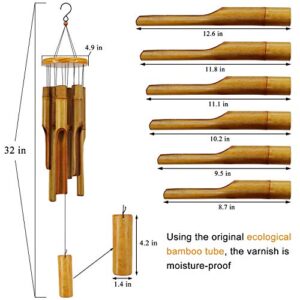 ASTARIN Bamboo Wind Chimes Outdoor,Wooden Wind Chimes with Melody Deep Tone,30" Classic Zen Garden Windchime for Relaxation, Grace.Home Décor for Patio, Garden or Indoor