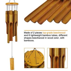 ASTARIN Bamboo Wind Chimes Outdoor,Wooden Wind Chimes with Melody Deep Tone,30" Classic Zen Garden Windchime for Relaxation, Grace.Home Décor for Patio, Garden or Indoor