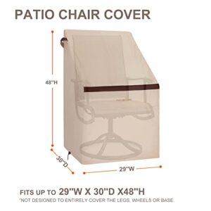 PATIOASIS Waterproof Outdoor Stackable Chair Cover 48'' High, Lawn Chair Covers High Back Windproof UV-Resistant Patio Furniture Cover for for Stacking Chairs