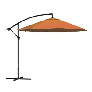 pure garden offset patio umbrella – 10 ft cantilever canopy with heavy-duty steel ribs – outdoor umbrella with base included (terracotta)