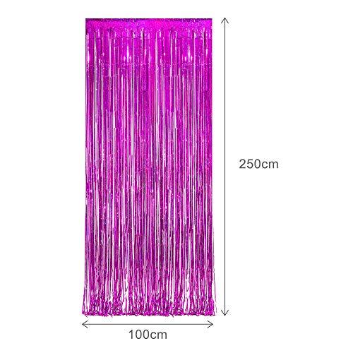 Hot Pink Tinsel Curtain Party Backdrop - GREATRIL Foil Fringe Curtain Photo Booth Streamers for Bachelorette Party Engagement Wedding Party New Years Eve Baby Shower Bridal Shower 2 PCS