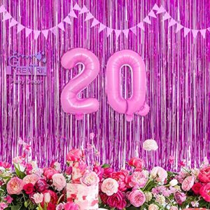 Hot Pink Tinsel Curtain Party Backdrop - GREATRIL Foil Fringe Curtain Photo Booth Streamers for Bachelorette Party Engagement Wedding Party New Years Eve Baby Shower Bridal Shower 2 PCS