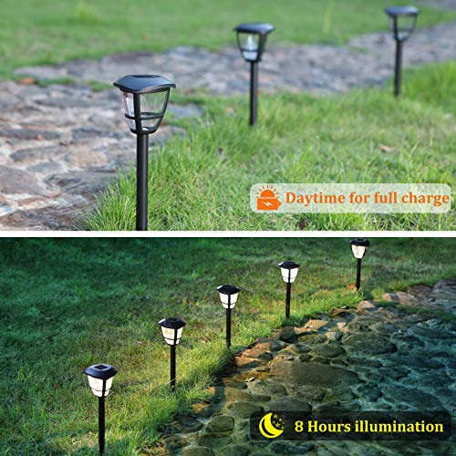 MAGGIFT 12 Pack Solar Powered Landscape Lights Outdoor Pathway Lights, Waterproof Solar Garden Lights for Lawn, Patio, Yard, Walkway, Deck, Driveway, Warm White