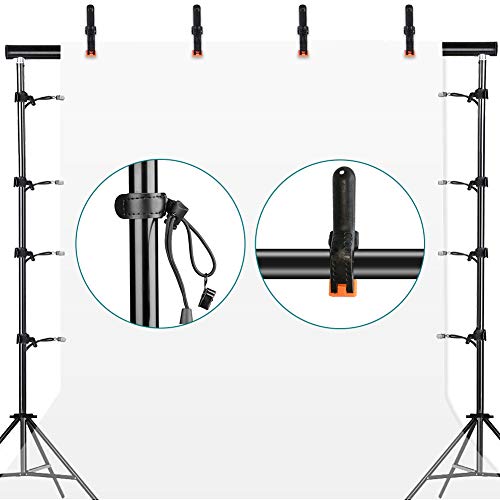 Lidlife 16 Clips Include 8 Heavy Duty Spring Clips, 8 Backdrop Background Clip Holders, Adjustable Elastic Nylon Photo Clips, for Photography and Video Studio Shooting