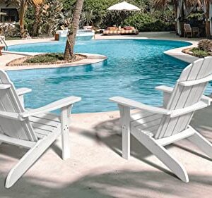 Vobelta Adirondack Chair, Premium Poly Lumber, Heavy Duty, Weatherproof, Recyclable Plastic, Outdoor Garden Patio Poolside Adirondack Chairs, Classic Collection (White)