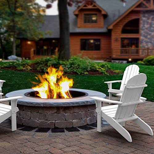 Vobelta Adirondack Chair, Premium Poly Lumber, Heavy Duty, Weatherproof, Recyclable Plastic, Outdoor Garden Patio Poolside Adirondack Chairs, Classic Collection (White)