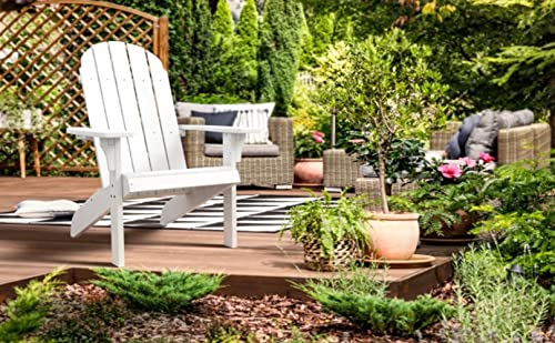 Vobelta Adirondack Chair, Premium Poly Lumber, Heavy Duty, Weatherproof, Recyclable Plastic, Outdoor Garden Patio Poolside Adirondack Chairs, Classic Collection (White)