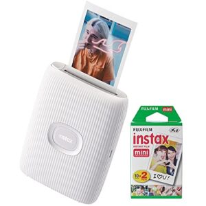 fujifilm instax mini link instant smartphone printer (ash) with instax film pack (2 items)