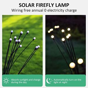 Solar Powered Firefly Lights Outdoor Waterproof Solar Garden Lights, 2Pack Starburst Swaying Lights - Swaying When Wind Blows, Solar Lights for Yard Patio Pathway Decoration (6 LED Light Bulbs-Warm)