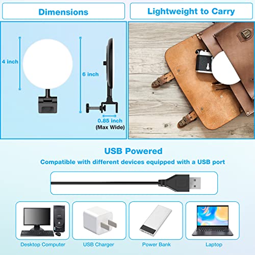 Video Conference Lighting, 4.0" Ring Light for Computer Laptop Monitor, Small Clip on Laptop Ring Lights for Video Calls, Remote Working, Zoom Meetings, Live Streaming, Online Teaching, Interview