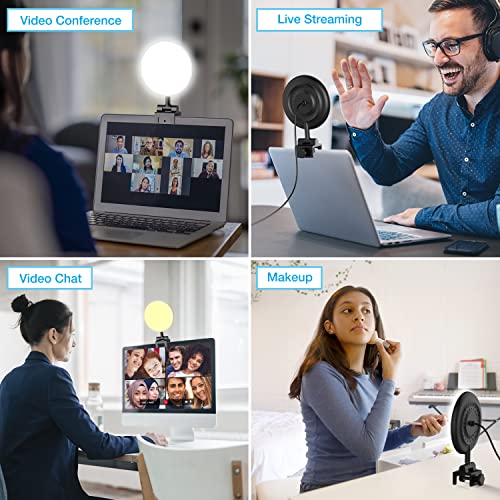 Video Conference Lighting, 4.0" Ring Light for Computer Laptop Monitor, Small Clip on Laptop Ring Lights for Video Calls, Remote Working, Zoom Meetings, Live Streaming, Online Teaching, Interview