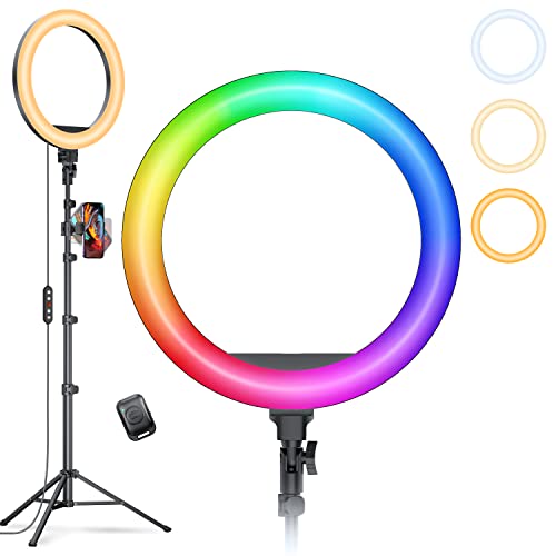 Kaiess 10.2inch Selfie Ring Light with 65inch Adjustable Tripod Stand & Phone Holder for Live Stream/Makeup, Upgraded Dimmable 36 Color Modes LED Ringlight for Tiktok/YouTube/Zoom/Photography