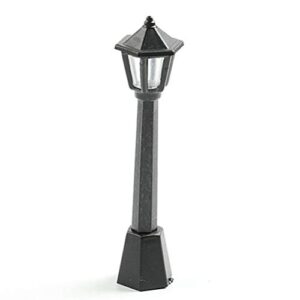 besportble 6pcs mini street light model solar lamp post lights outdoor pathway lantern post doll house fairy garden decorations accessories