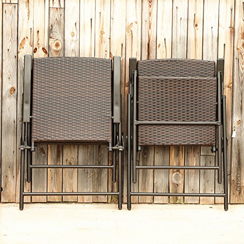 PHI VILLA Rattan Patio Dining Chairs Set of 2,Outdoor Wicker Sling Chairs,Foldable Patio Dining Chairs for Garden,Backyard, Lawn, Porch, Poolside and Balcony,2 Packs