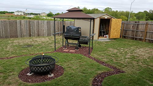 8'x 5' Gazebo Canopy Tent with Air Vent Tent for BBQ Outdoor Patio Grill Gazebo, Party Patios Large Garden Commercial Use Backyard Events Etc, Easy to Assemble, Elegant Design, Good Stability - Brown