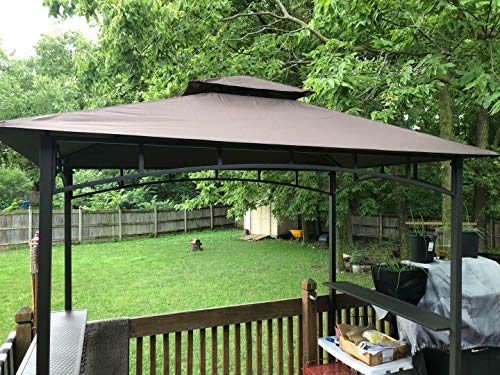 8'x 5' Gazebo Canopy Tent with Air Vent Tent for BBQ Outdoor Patio Grill Gazebo, Party Patios Large Garden Commercial Use Backyard Events Etc, Easy to Assemble, Elegant Design, Good Stability - Brown