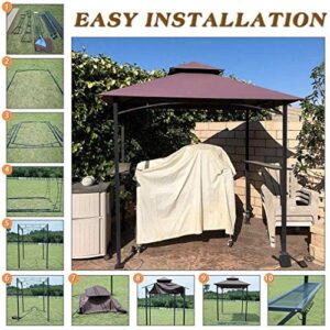 8'x 5' Gazebo Canopy Tent with Air Vent Tent for BBQ Outdoor Patio Grill Gazebo, Party Patios Large Garden Commercial Use Backyard Events Etc, Easy to Assemble, Elegant Design, Good Stability - Brown