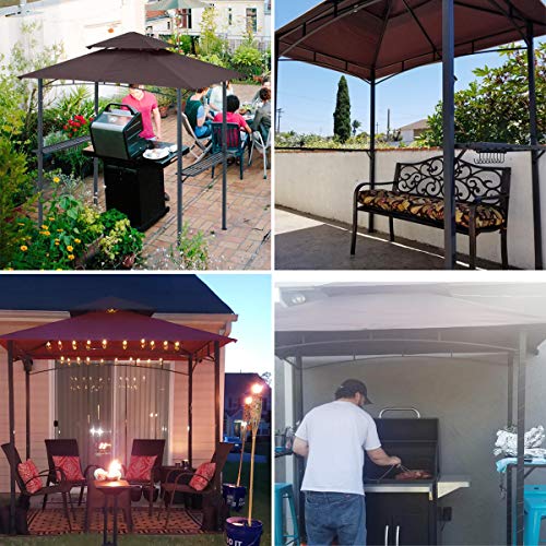 8'x 5' Gazebo Canopy Tent with Air Vent Tent for BBQ Outdoor Patio Grill Gazebo, Party Patios Large Garden Commercial Use Backyard Events Etc, Easy to Assemble, Elegant Design, Good Stability - Brown