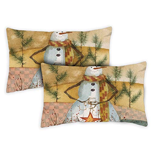 Toland Home Garden Americana Snowman 12 x 19 Inch Decorative Indoor, Pillow Case Only (2-Pack)