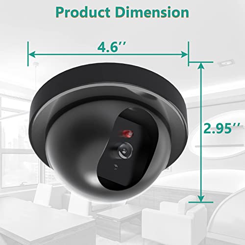 WALI Dummy Fake Security CCTV Dome Camera with Flashing Red LED Light with Security Alert Sticker Decals (SD-1), Black