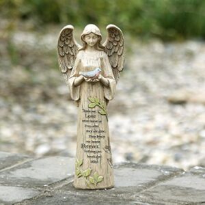 DUSVALLY Angel Resin Statue with Bird for Garden & Lawn, Outdoor Standing Angel Figurine Antique Decor, 10" H