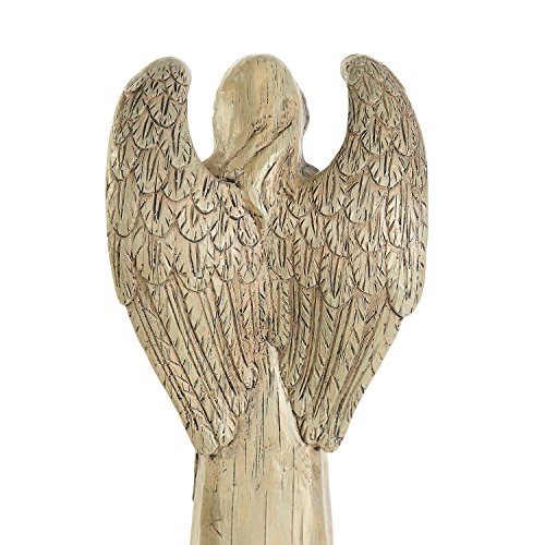 DUSVALLY Angel Resin Statue with Bird for Garden & Lawn, Outdoor Standing Angel Figurine Antique Decor, 10" H