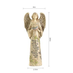 DUSVALLY Angel Resin Statue with Bird for Garden & Lawn, Outdoor Standing Angel Figurine Antique Decor, 10" H