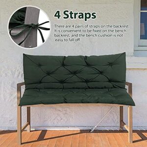 rlosqvee Waterproof Bench Cushion with Backrest,2 or 3 Seater Garden Bench Cushion Overstuffed Swing Pad,Replacement Seat Pad Cushion for Outdoor Garden Patio Swing 150x100cm Dark Green