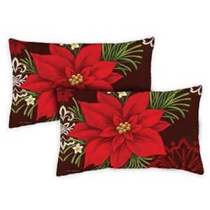 toland home garden red damask 12 x 19 inch indoor, pillow case only (2-pack)