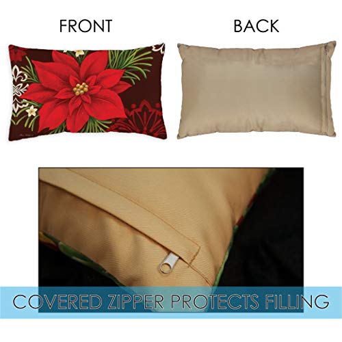 Toland Home Garden Red Damask 12 x 19 Inch Indoor, Pillow Case Only (2-Pack)