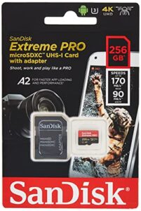 sandisk extreme pro micro sdxc uhs-i u3 a2 v30 memory card (256gb)