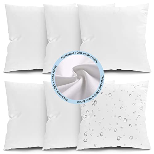 Fixwal 18x18 Inches Outdoor Pillow Inserts Set of 6, Waterproof Decorative Throw Pillows Insert, Square Pillow Form for Patio, Furniture, Bed, Living Room, Garden ( White )