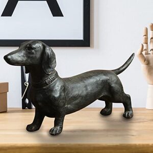 zarup dachshund statue garden decor, standing dachshund dog decoration antique style resin crafts dog lover gift for garden patio lawn courtyard home desktop decoration, black, 7.1×3.9x2in