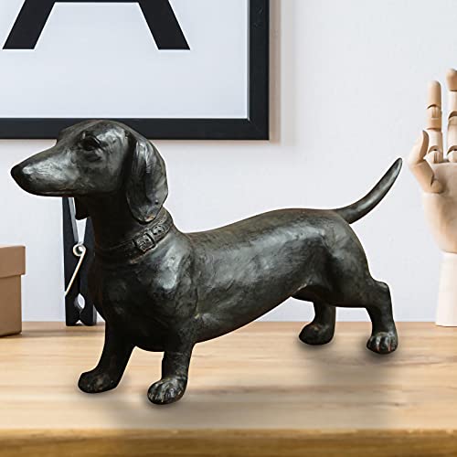 ZARUP Dachshund Statue Garden Decor, Standing Dachshund Dog Decoration Antique Style Resin Crafts Dog Lover Gift for Garden Patio Lawn Courtyard Home Desktop Decoration, Black, 7.1x3.9x2in