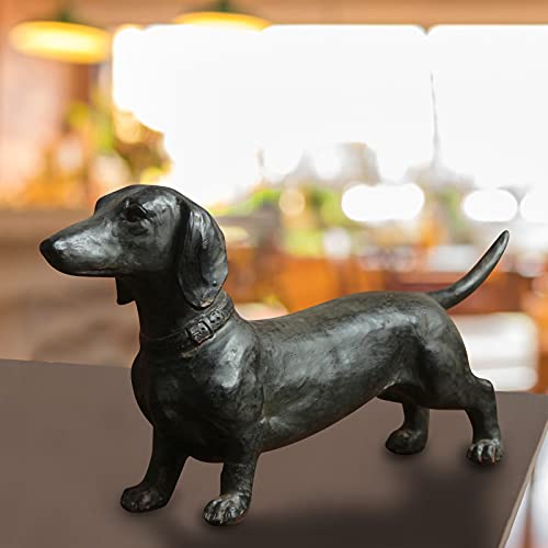 ZARUP Dachshund Statue Garden Decor, Standing Dachshund Dog Decoration Antique Style Resin Crafts Dog Lover Gift for Garden Patio Lawn Courtyard Home Desktop Decoration, Black, 7.1x3.9x2in