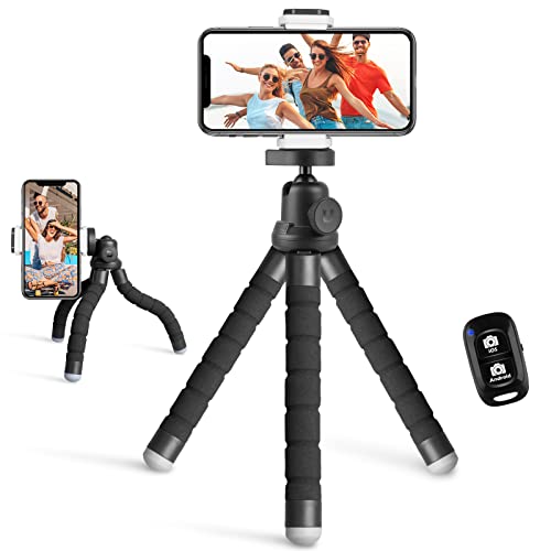 Eicaus Portable and Flexible Phone Tripod Stand for Cellphones, Compact Mini Tripod with Remote for Video Recording, Vlogging and Travel Photography(Black)