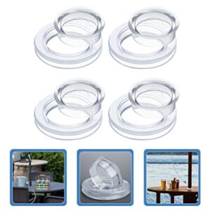 DOITOOL 4 Sets Patio Table Umbrella Hole Ring and Caps Set, Silicone Umbrella Hole Plug and Cap for Glass Patio Garden Beach Table Deck Yard, 2 Inch (Clear)