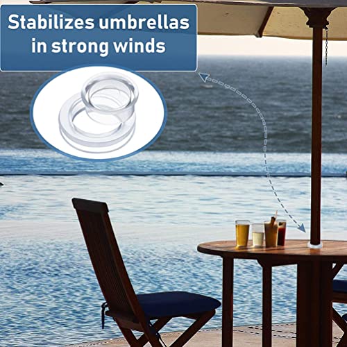 DOITOOL 4 Sets Patio Table Umbrella Hole Ring and Caps Set, Silicone Umbrella Hole Plug and Cap for Glass Patio Garden Beach Table Deck Yard, 2 Inch (Clear)