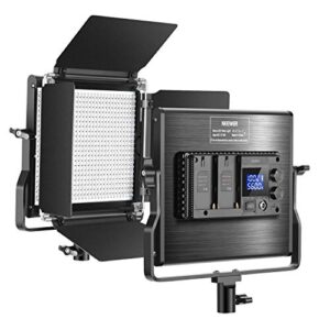 neewer upgraded 660 led video light, dimmable bi-color 3200k~5600k cri 96+ led panel light with lcd screen, u-mount bracket and barndoor for studio photography, youtube video shooting (nl660s)