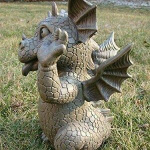 Pacific Giftware Garden Dragon Taunting Dragon Garden Display Decorative Accent Sculpture Stone Finish 10 Inch Tall