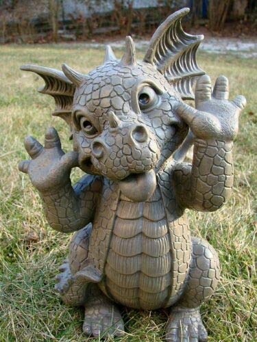 Pacific Giftware Garden Dragon Taunting Dragon Garden Display Decorative Accent Sculpture Stone Finish 10 Inch Tall