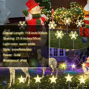 Christmas Light Stakes Set of 10 Christmas Snowflake Lights Outdoor Star Pathway Markers Solar Stakes Landscape Path Lights Christmas Lights Outdoor Decorations Holiday Party Yard Lawn Garden Decor