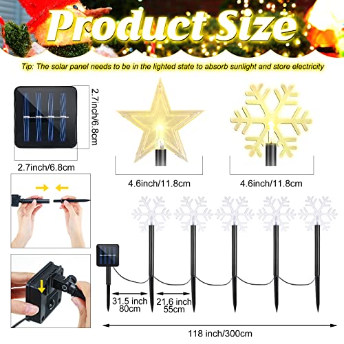 Christmas Light Stakes Set of 10 Christmas Snowflake Lights Outdoor Star Pathway Markers Solar Stakes Landscape Path Lights Christmas Lights Outdoor Decorations Holiday Party Yard Lawn Garden Decor