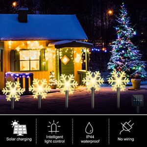 Christmas Light Stakes Set of 10 Christmas Snowflake Lights Outdoor Star Pathway Markers Solar Stakes Landscape Path Lights Christmas Lights Outdoor Decorations Holiday Party Yard Lawn Garden Decor