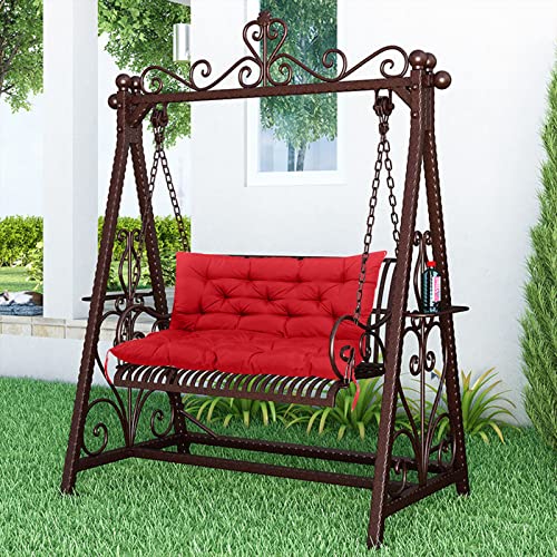 Tuccor Porch Swing Cushions with Backrest, Overstuffed Waterproof Bench Cushion Garden Patio 2-3 Seater Swing Replacement Cushions, Outdoor Indoor Porch Gliders Furniture Cushion (59.06*39.37'', Red)